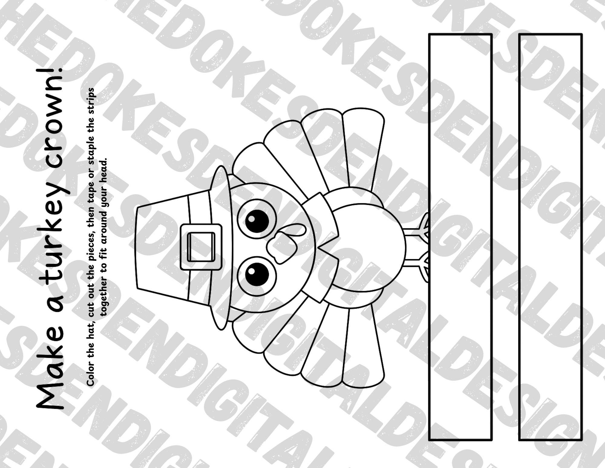 Printable Turkey Hat Craft – Thanksgiving Paper Crown Activity for Kids ...