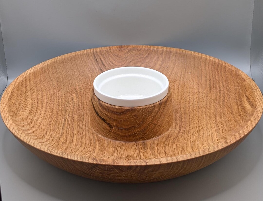 Solid Red Oak Chip and Dip Set With Removable Rammiken - Etsy