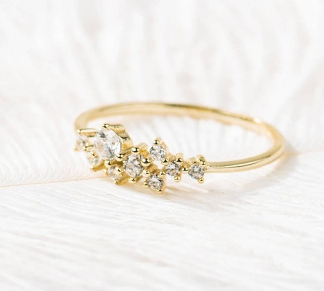 Cluster Cubic Ring Cluster Ring Gold Ring Silver Band Ring - Etsy