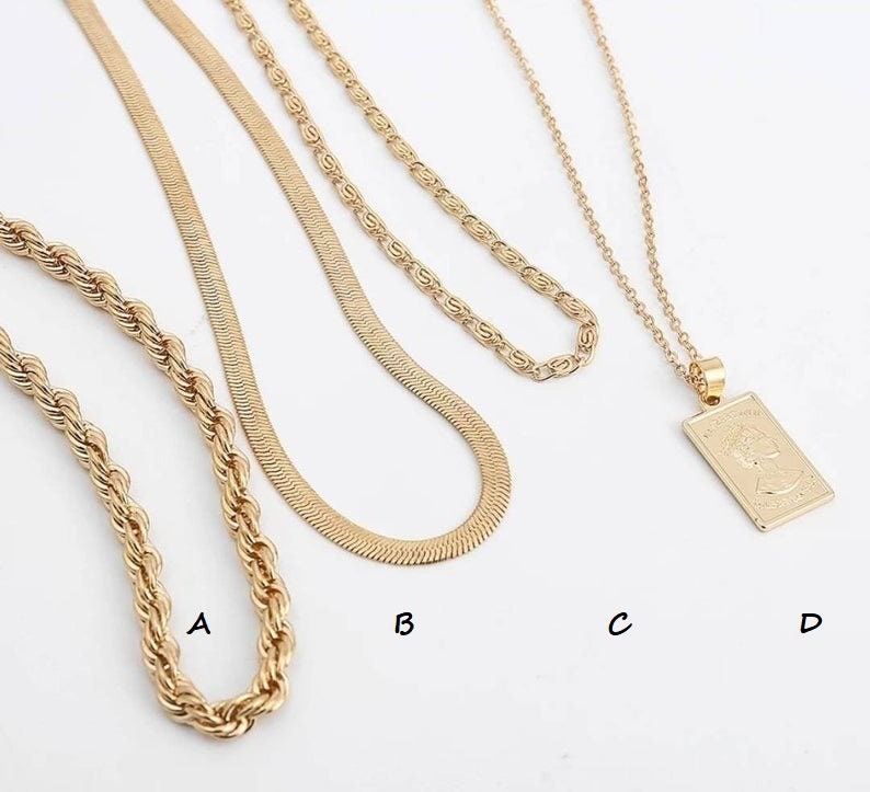 Chain Necklace 4pc Set Gold Necklace Set Rope Chain - Etsy Canada