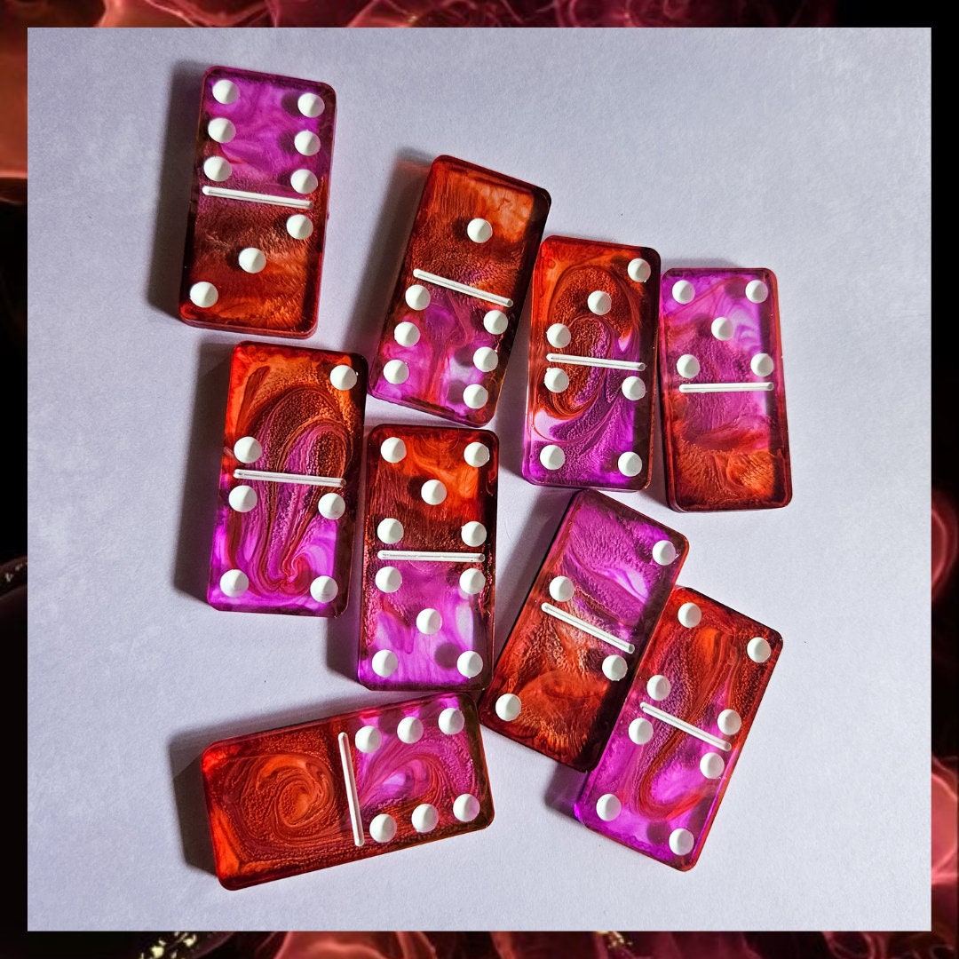 Pink and Red Resin Domino Set - Etsy