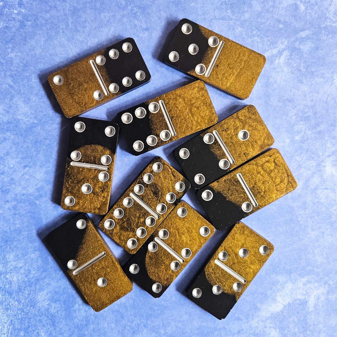 Gold and Black Domino Set, Metallic Domino's, Resin Dominoes, Table Top ...