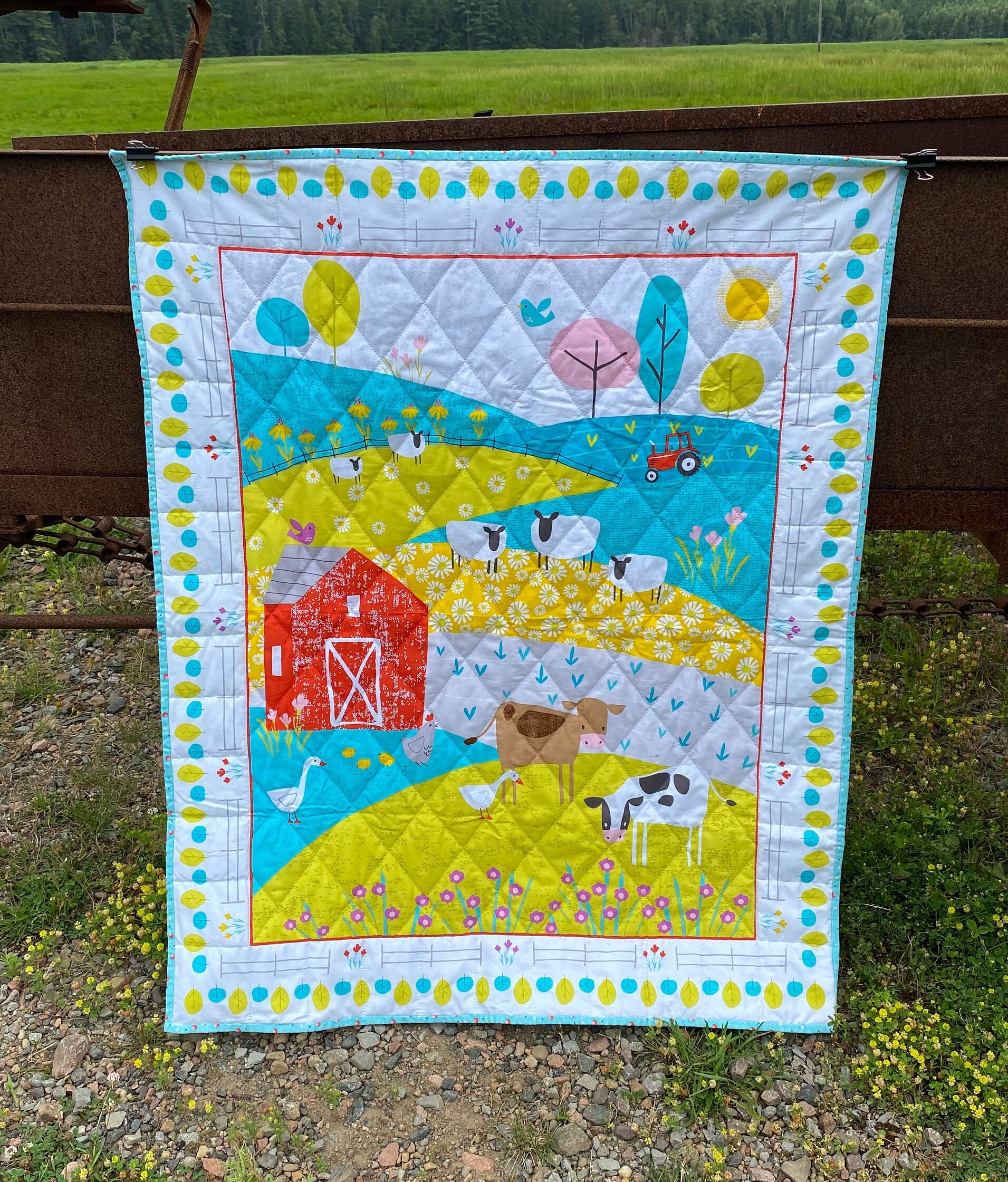 Finished Farm Quilt, Farm Theme Baby Quilt, Baby Farm Quilt, Neutral ...