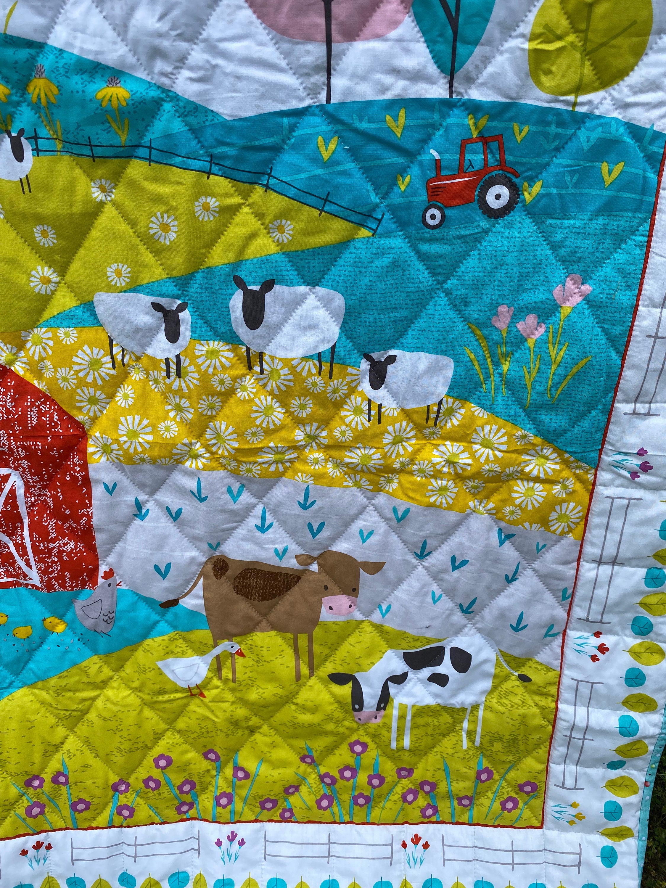 Finished Farm Quilt, Farm Theme Baby Quilt, Baby Farm Quilt, Neutral ...