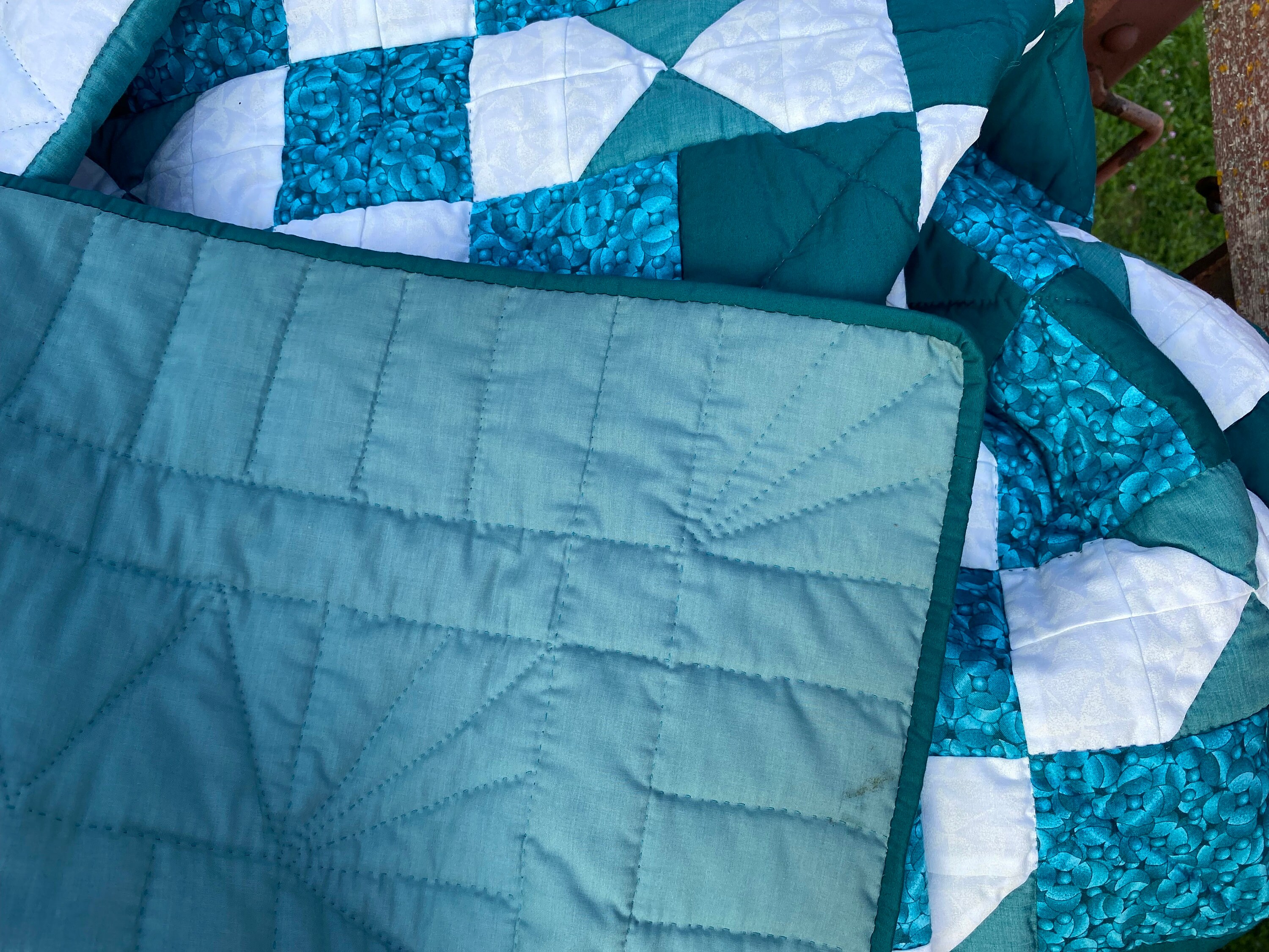 Teal Homemade Quilt, Teal King Size Quilt, Teal Queen Size Quilt ...