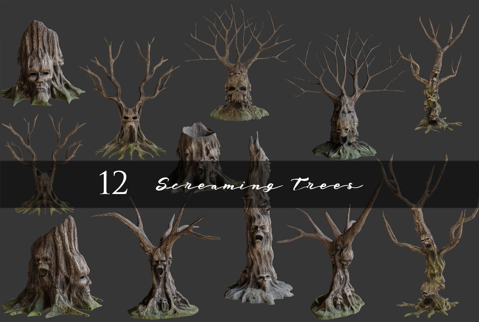 12 Screaming Trees Branches/halloween Decoration/fantasy Plants ...
