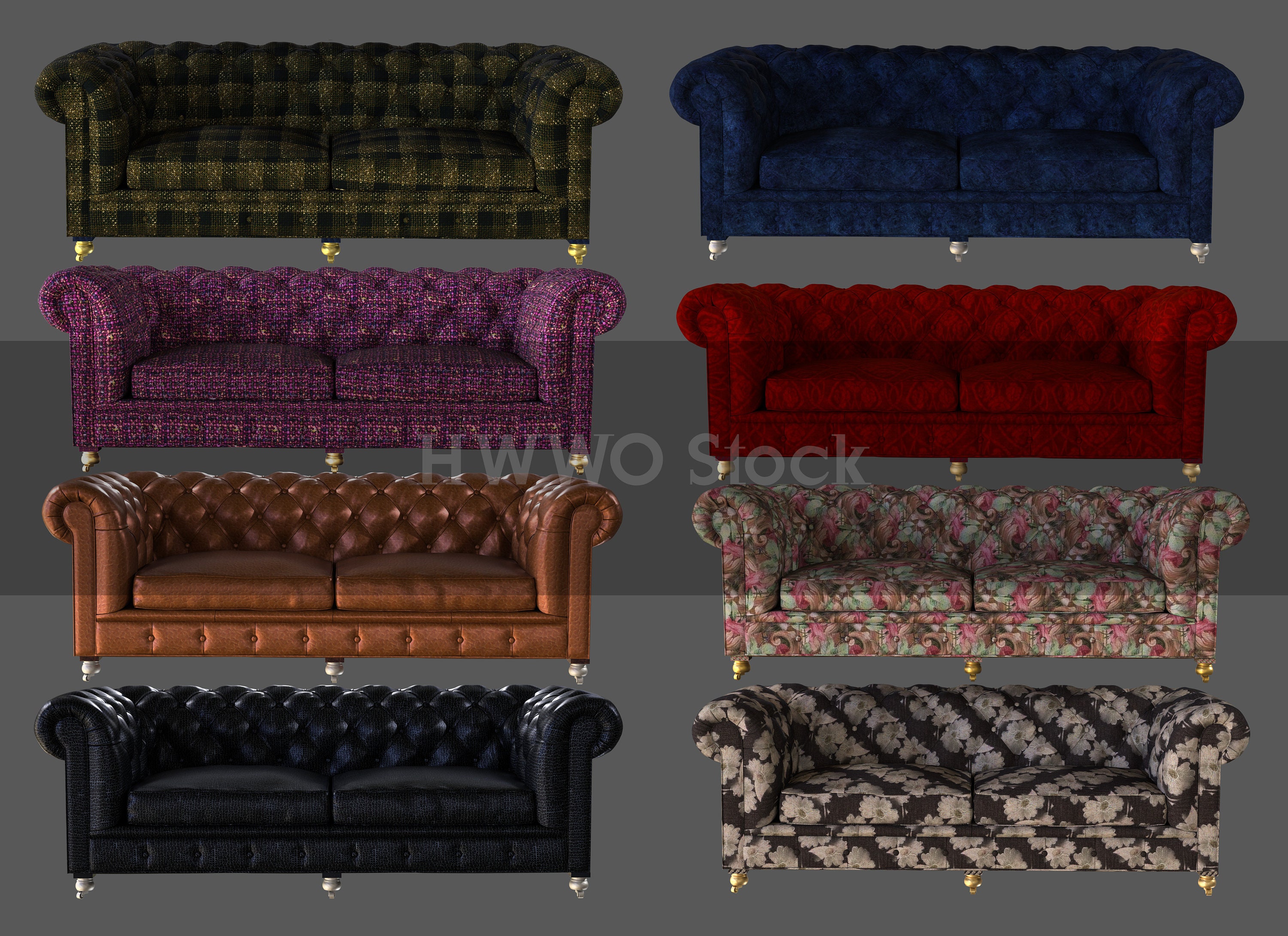 8 Classic Sofas/furnitures/clipart/overlay/3d/stock | Etsy