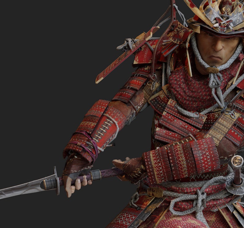 Samurai/red/warrior/sword/armor/fighter/assassin/photoshop/ove - Etsy