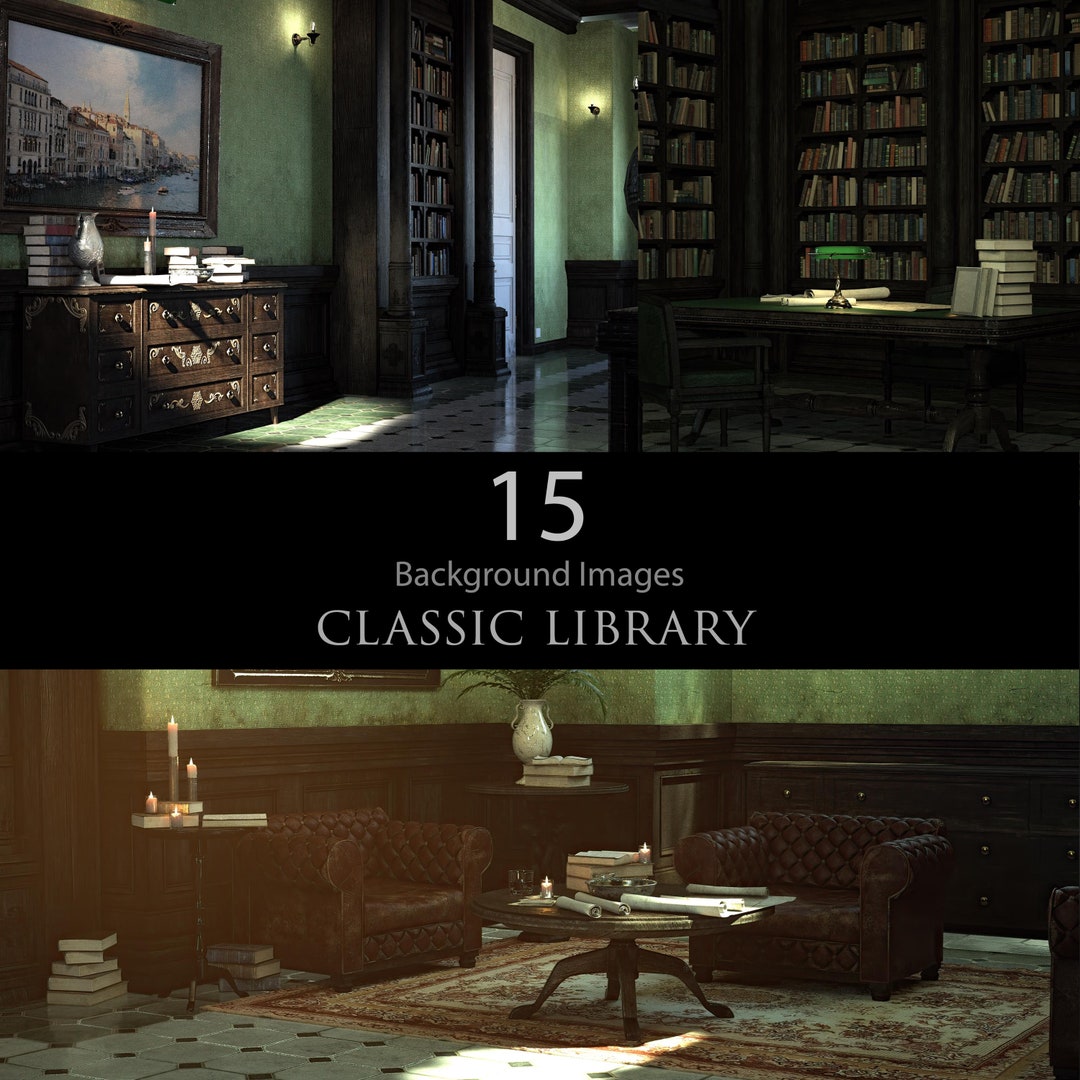 Classic Library/books/library/interior/bookshelves/digital Backgrounds ...