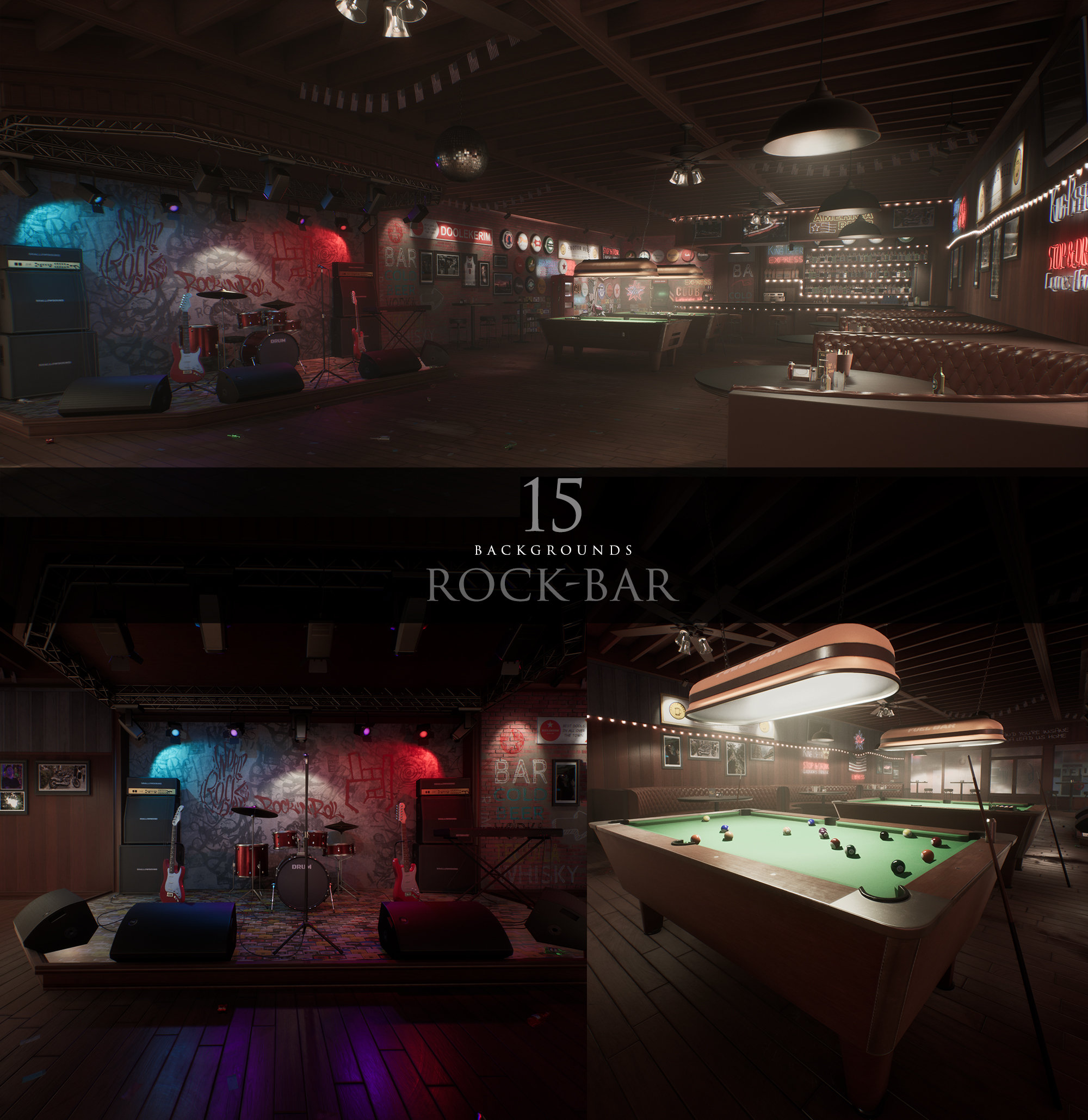 Rock-bar/urban Scene/american Bar/digital - Etsy