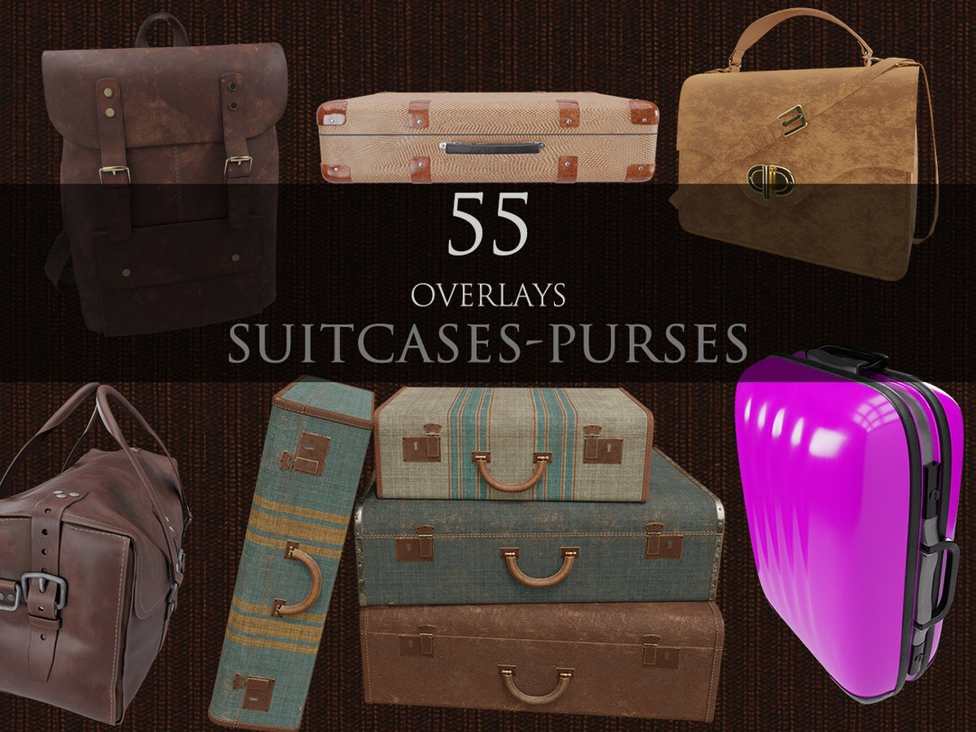 Suitcases/purses/handbags/vintage/overlays/clipart/overlay/instant ...