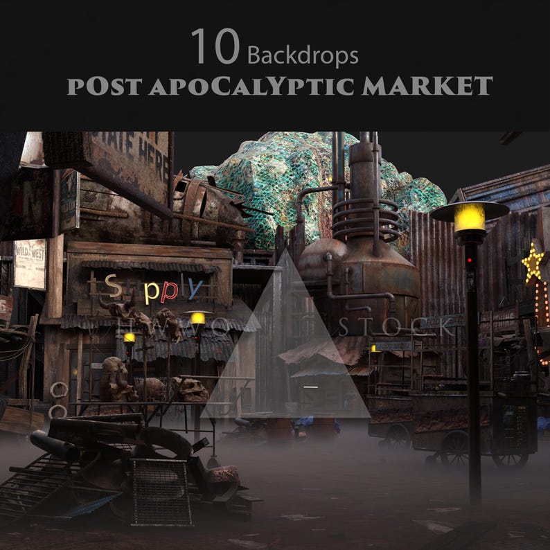 Post-apocalyptic Market/backdrops/junk Yard/rusty/old/stock Image ...