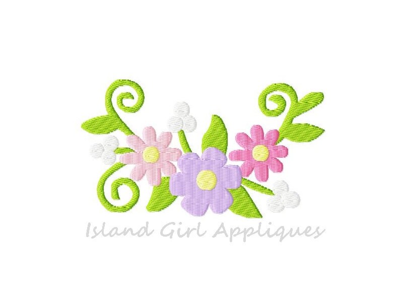 Spring Flowers Border Fill Stitch Machine Embroidery Design | Etsy