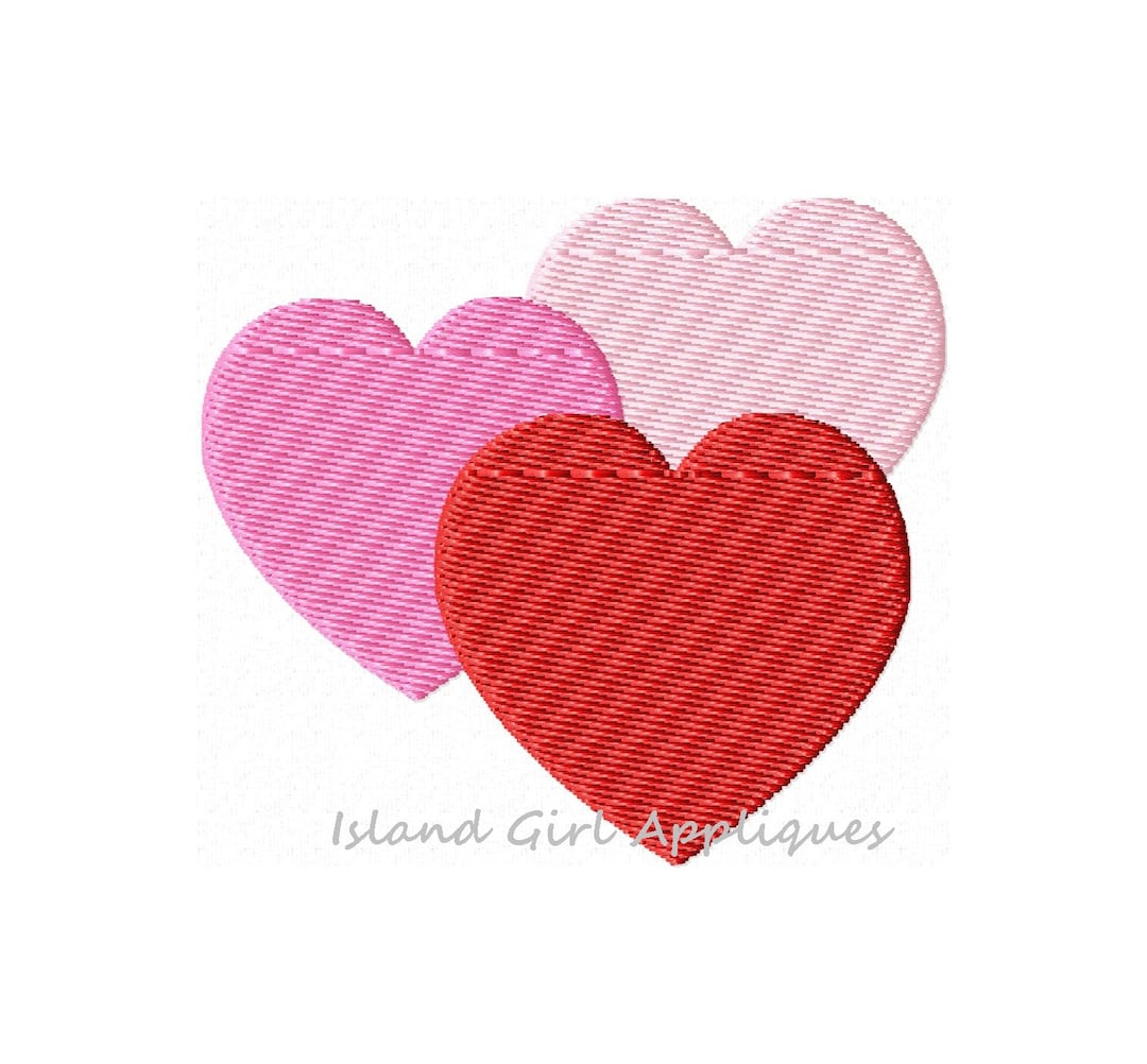 Three Hearts Mini Machine Embroidery Design - Etsy