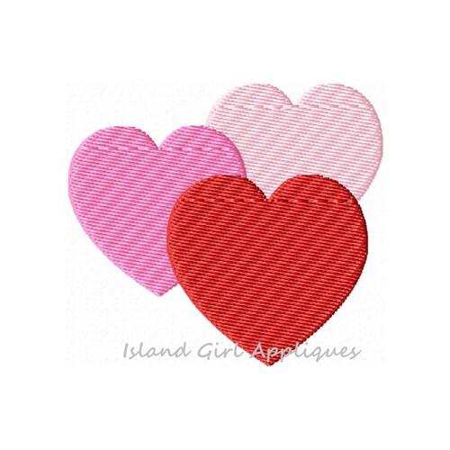 Hearts Embroidery Design Three Hearts Mini Heart Shape - Etsy