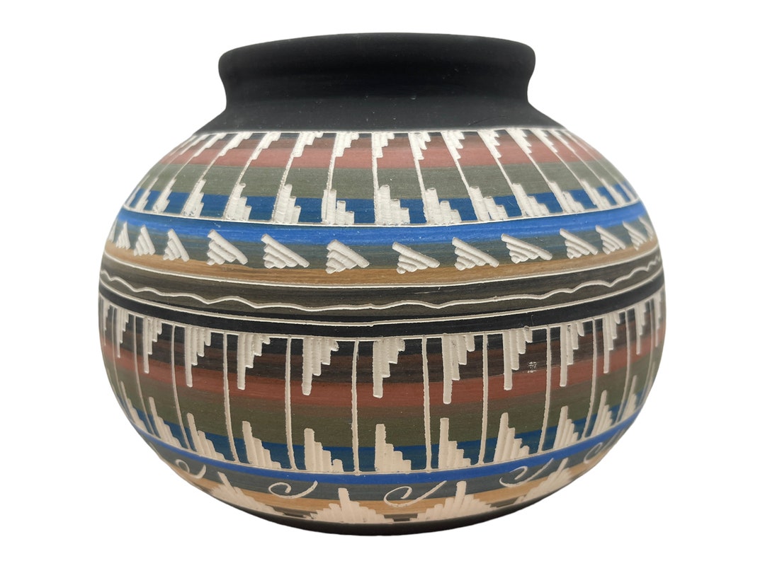 Native American Pottery Vase Navajo Handmade Hand Painted Southwest ...