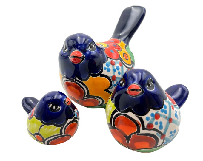 Talavera Bird 3pc Set Cute Folk Art Mexican Pottery Indoor - Etsy