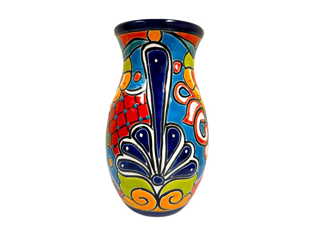 Talavera Ceramic Vase 10", Mexican Pottery, Home Decor, Southwestern ...