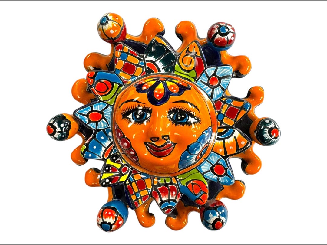 Talavera Pottery Sun Face Handmade Hand Painted Multicolor Indoor ...