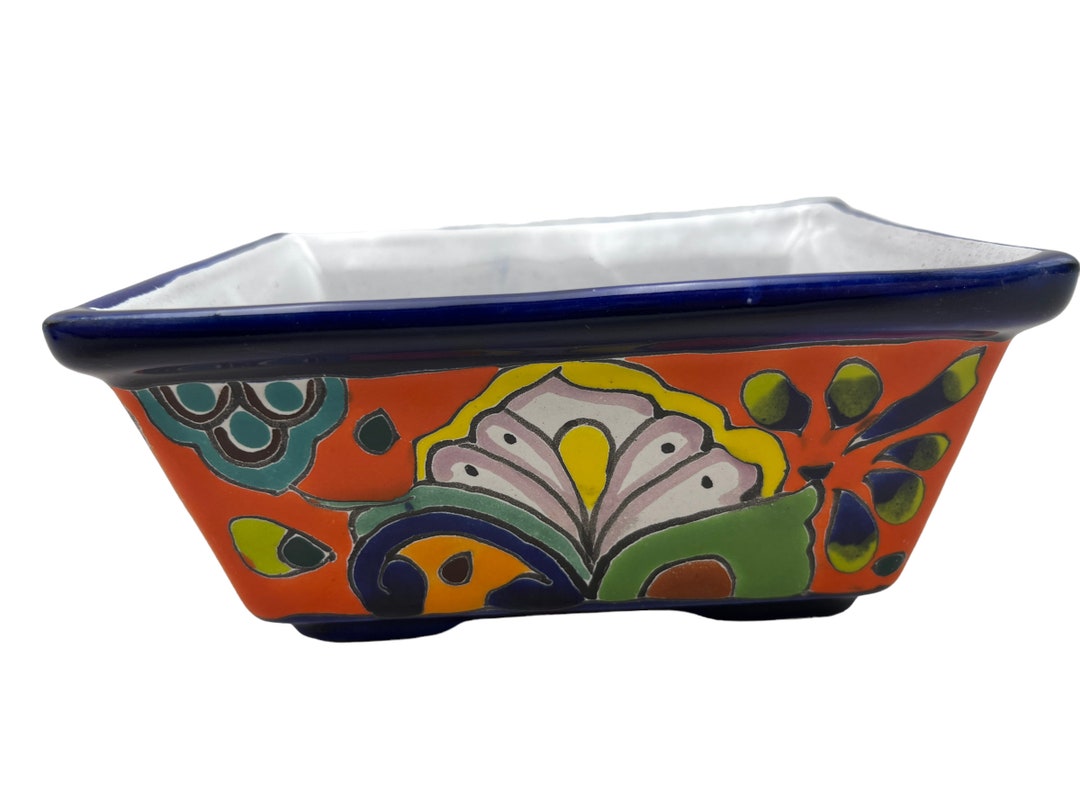Talavera Rectangular Planter Pot Indoor Outdoor Handmade Mexican ...