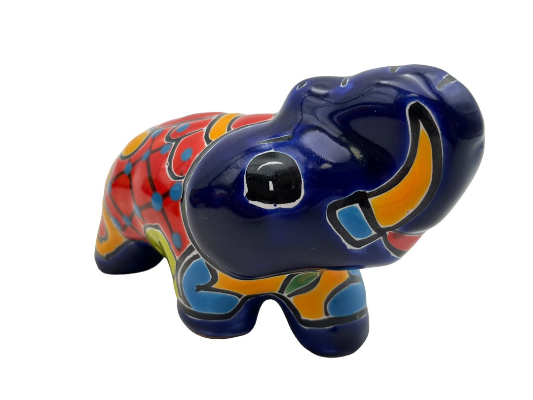Talavera Elephant Sculpture Cute Mexican Pottery Folk Art Indoor ...