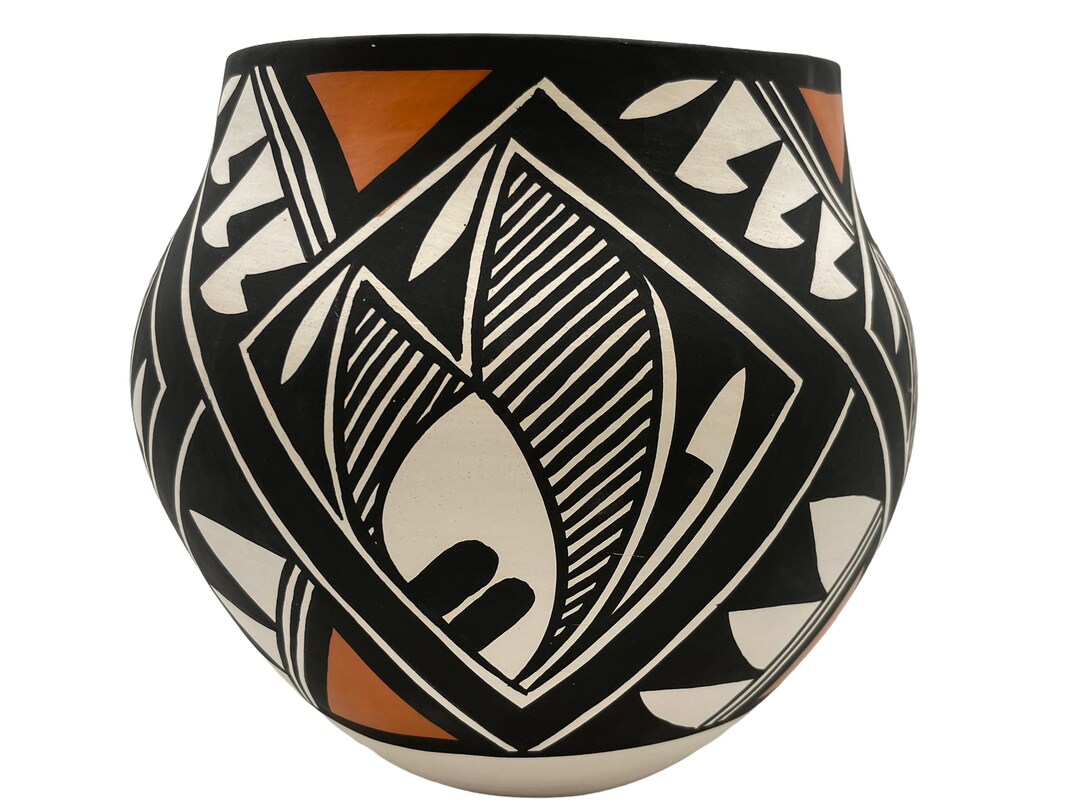 Native American Pottery Acoma Handmade Work Vase Hand Painted Southwest ...