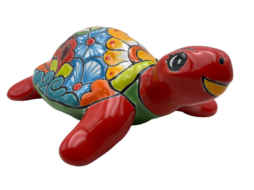 Talavera Turtle Tortoise Sculpture Cute Mexican Pottery Home Decor Folk ...