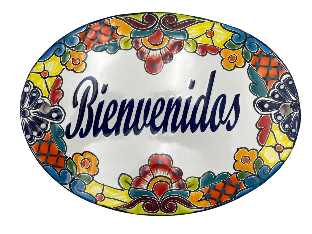 Talavera Bienvenidos Plaque Welcome Plaque Home Decor Folk Art - Etsy