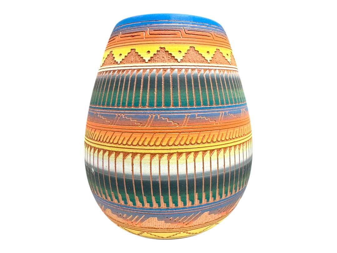 Native American Pottery Vase Navajo Handmade Hand Painted Southwest ...