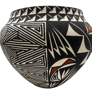 Native American Pottery Acoma Vase Handmade Hand Painted Southwestern ...