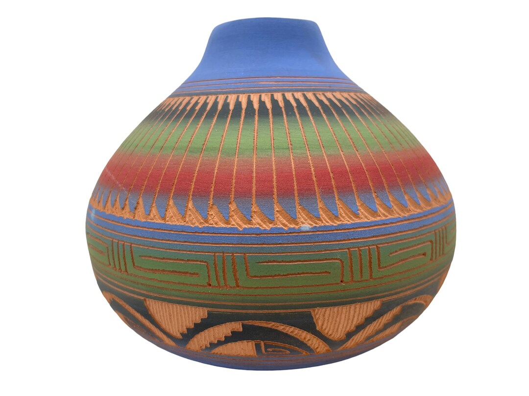 Native American Pottery Vase Navajo Handmade Hand Painted Southwest ...