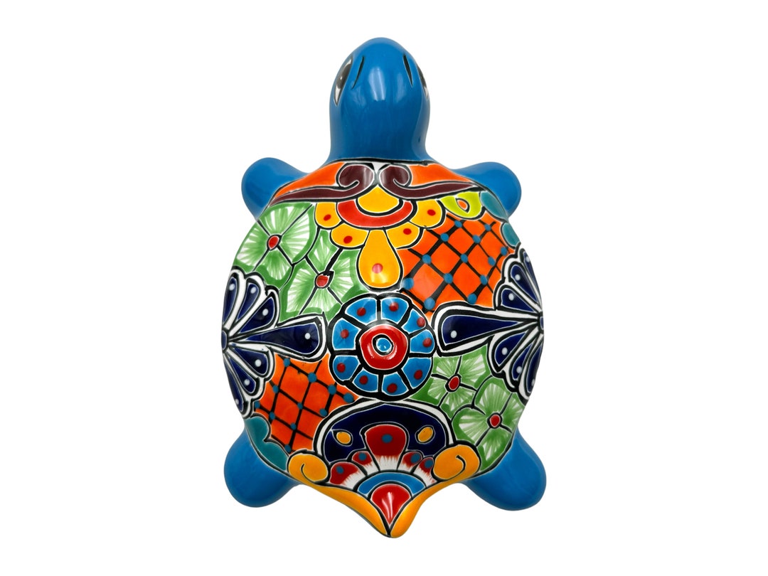 Talavera Turtle Tortoise Sculpture Cute Mexican Pottery Home Decor Folk ...