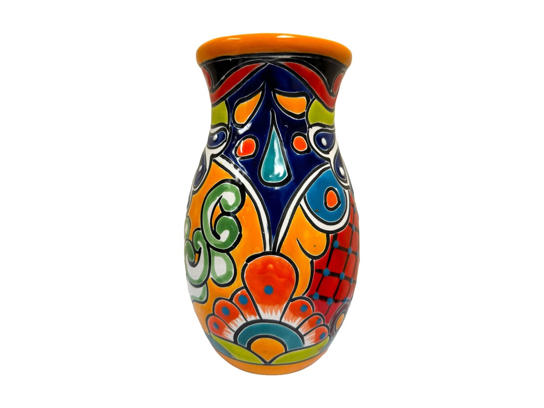 Talavera Flower Vase Mexican Pottery Vase Folk Art Handmade Hand ...