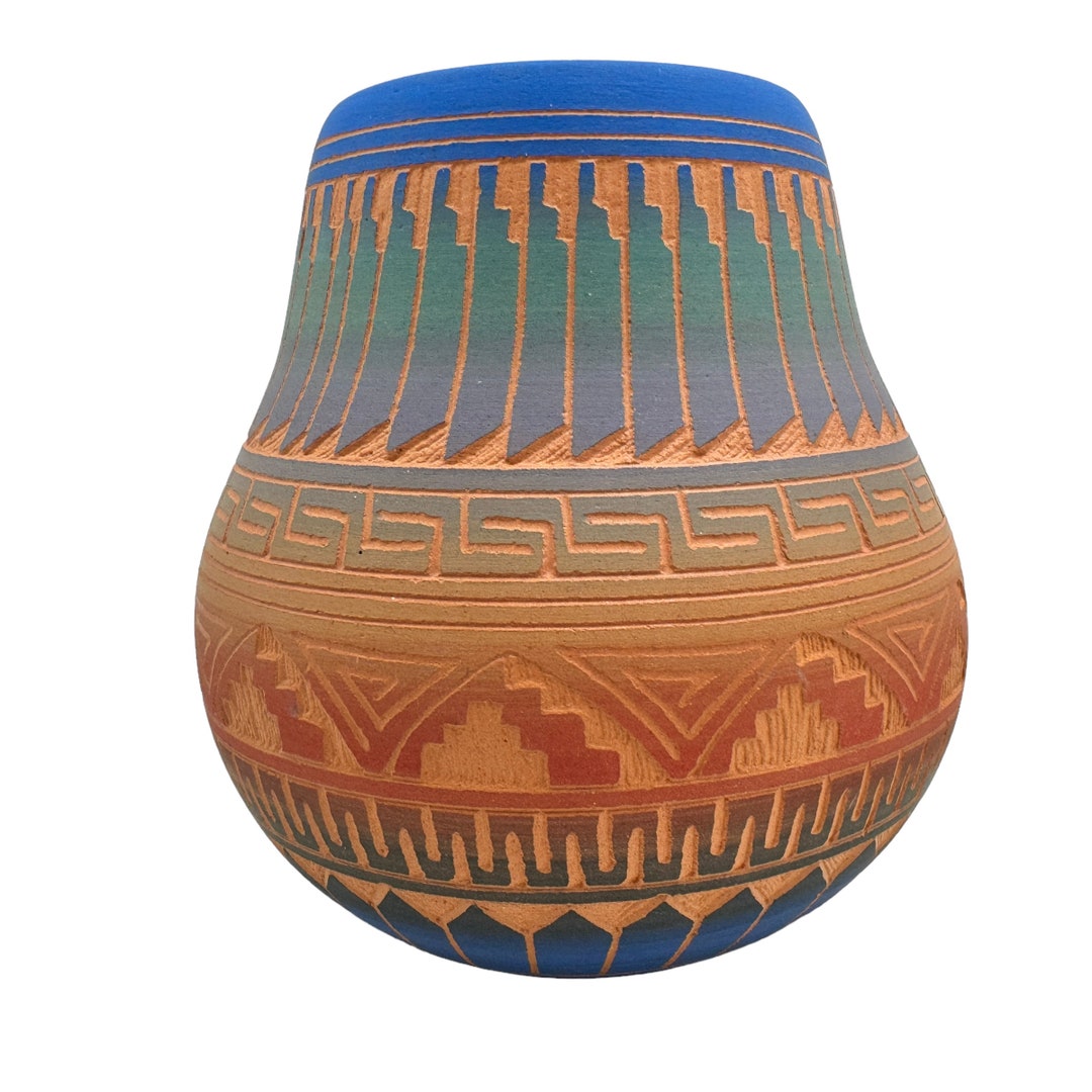Native American Pottery Vase Navajo Handmade Hand Painted Southwest ...