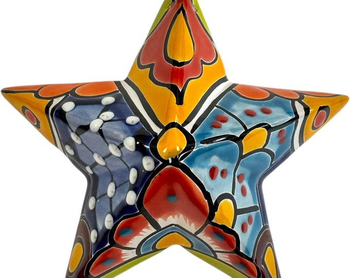 Mexican Star Talavera Ceramic Pottery Mexico Wall Art Folk Art Hanging ...