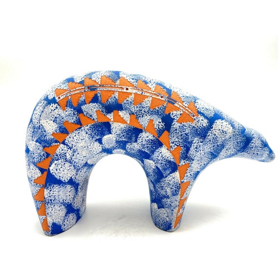 Native American Pottery W/ Turquoise Large Bear Sculpture Home | Etsy