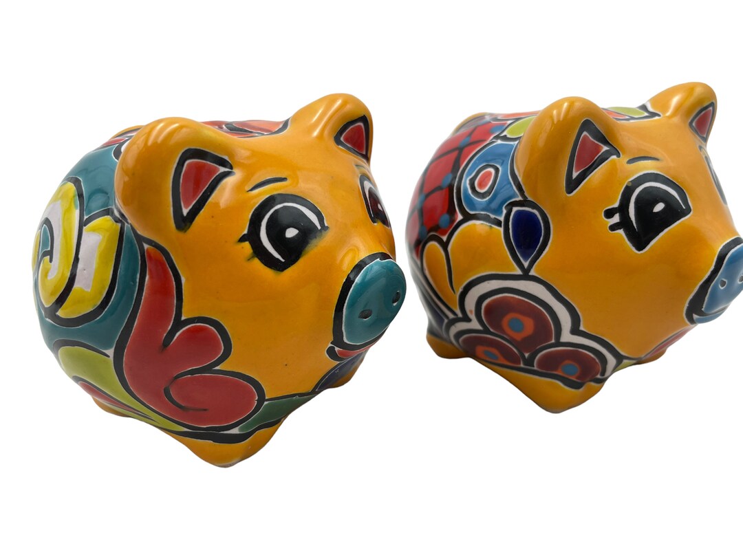 Talavera Piggy Bank Money Bank 2 Cute Folk Art Mexican - Etsy