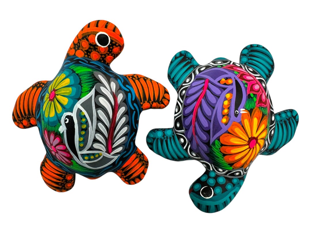 Talavera Sea Turtle Sculpture (2) Cute Mexican Pottery Home Decor Folk ...
