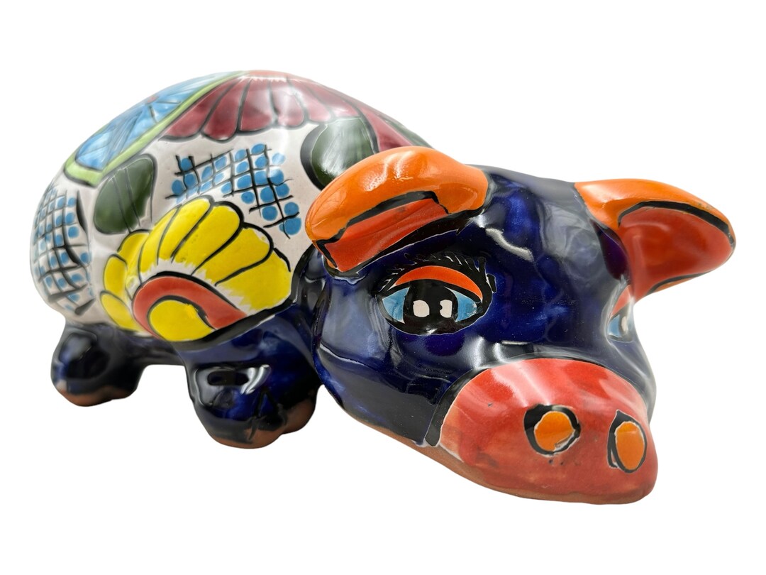 Talavera Pig Sculpture Animal Piggy Yard Art Mexican Pottery Handmade ...