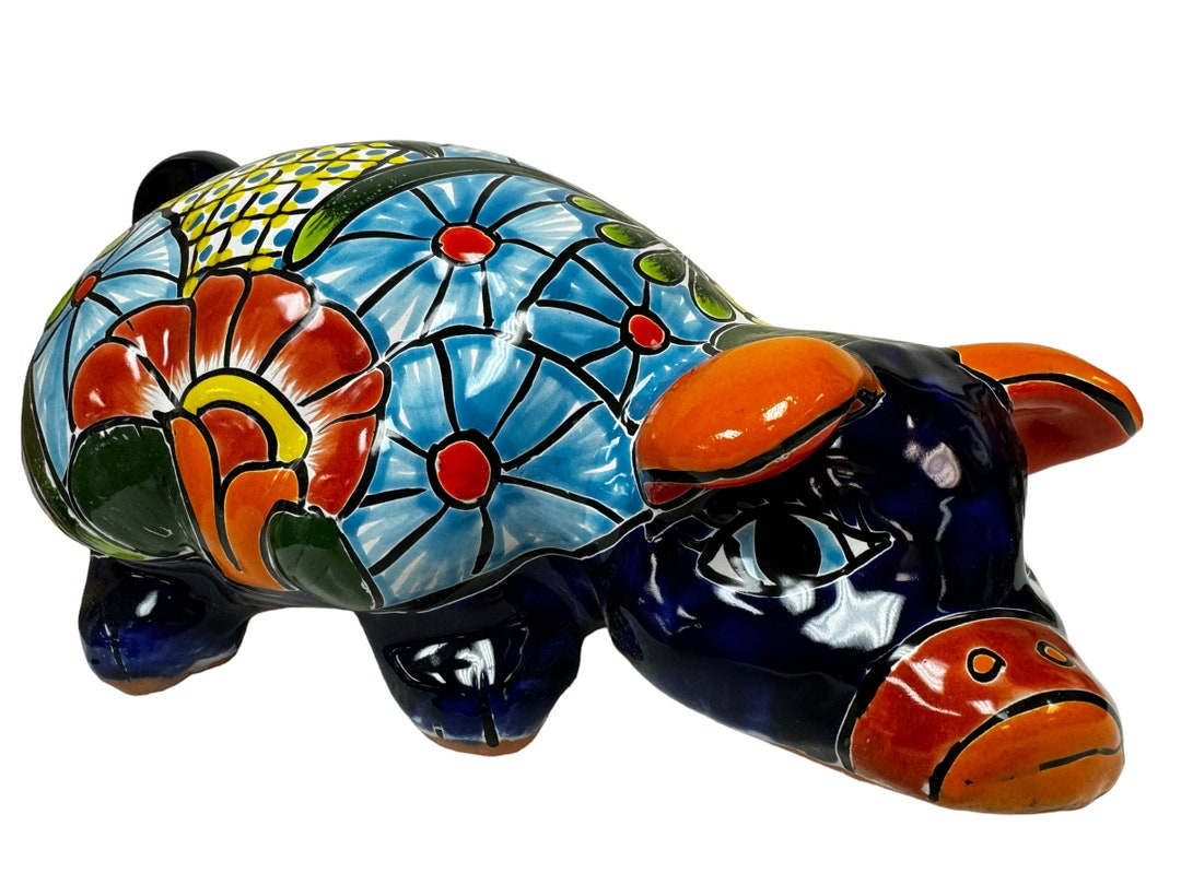 Talavera Pig Sculpture Animal Piggy Yard Art Mexican Pottery Handmade ...