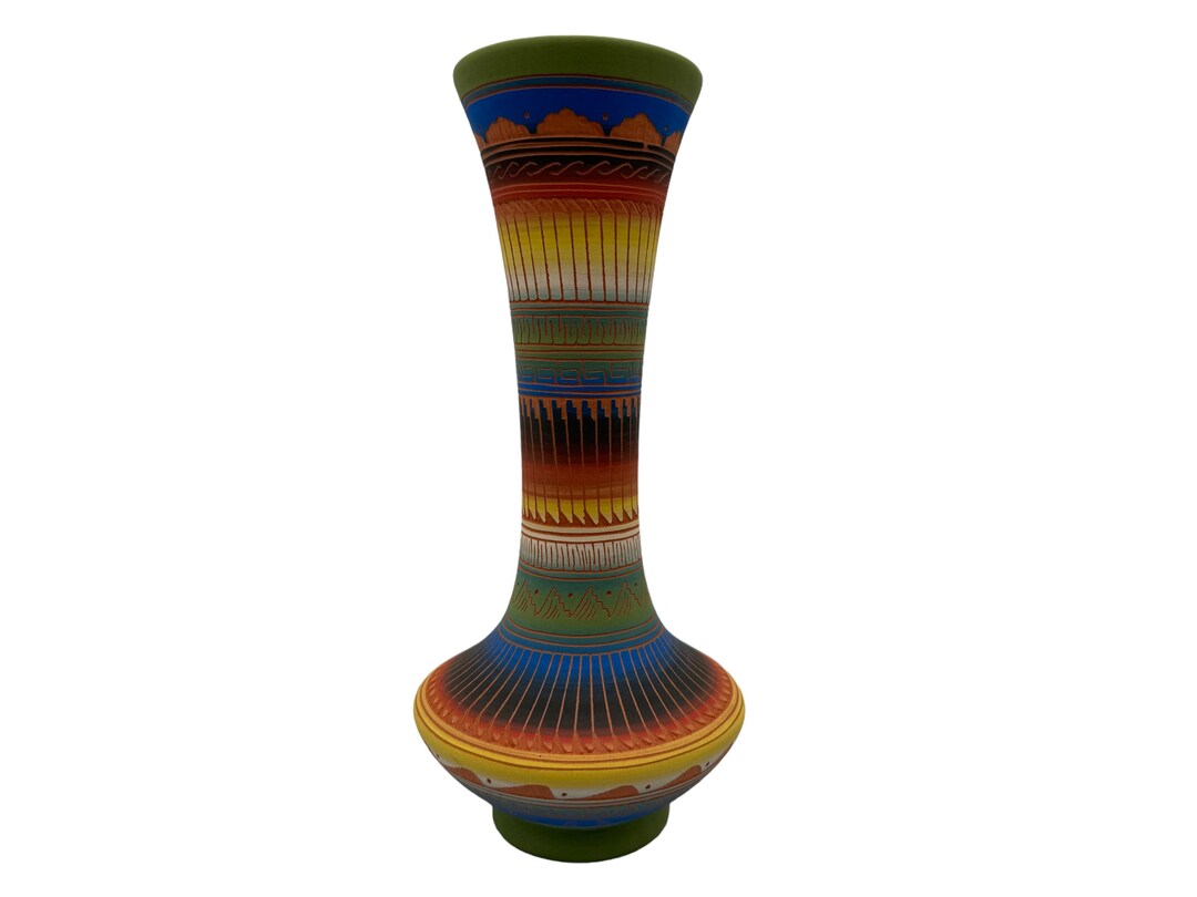 Native American Pottery Vase Navajo Handmade Hand Painted Southwest ...