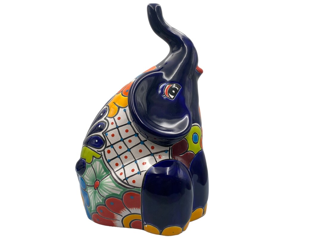 Talavera Elephant With Trunk in the Air Animal Cute Mexican Pottery ...