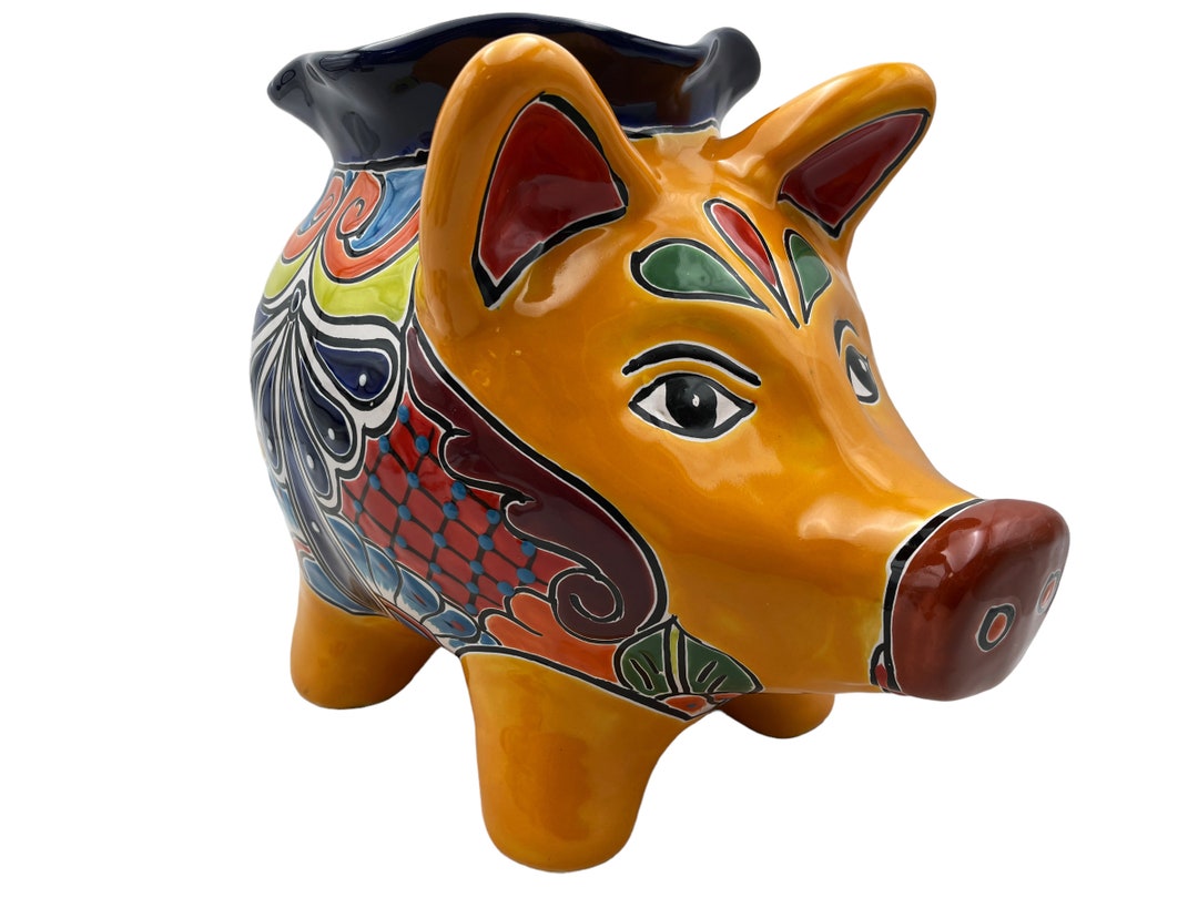 Talavera Piggy Pig Planter Large Animal Pot Mexican Pottery - Etsy