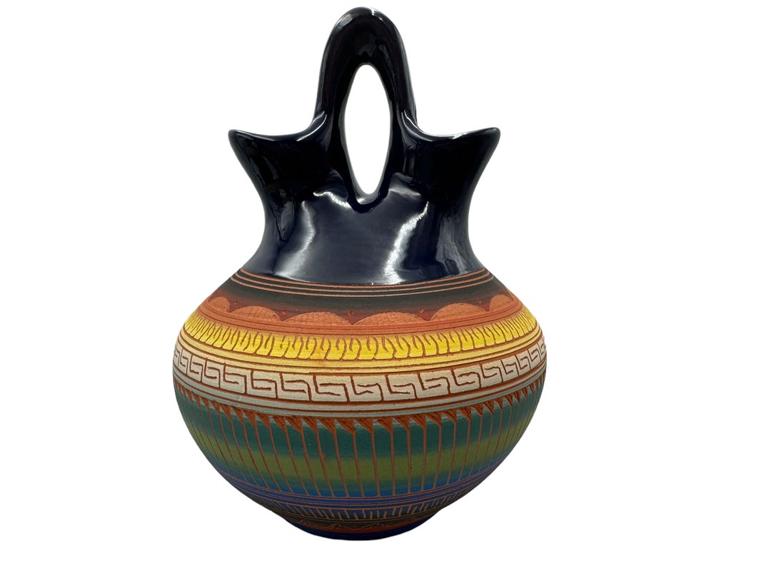 Native American Pottery Wedding Vase Navajo Handmade Hand Painted ...