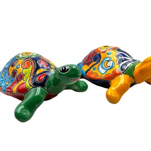 Talavera Turtle Tortoise 2 Sculpture Mexican Pottery Home Decor Folk ...