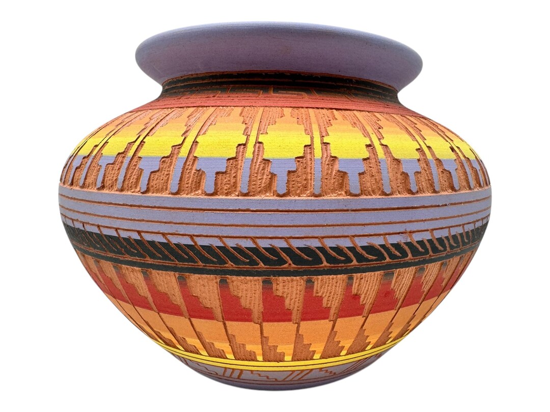 Native American Pottery Vase Handmade Hand Painted Southwestern Home ...