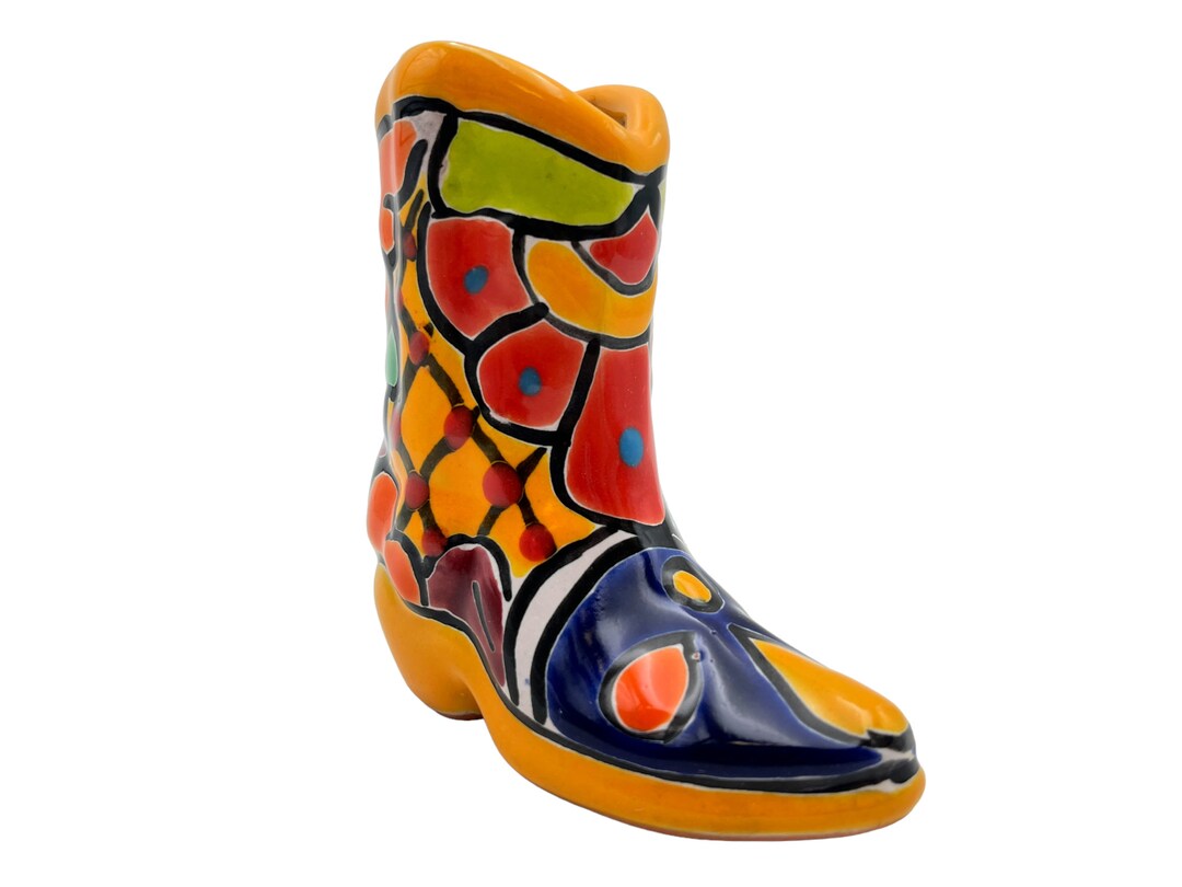 Talavera Boot Mexican Pottery Folk Art Decorative Home Decor - Etsy