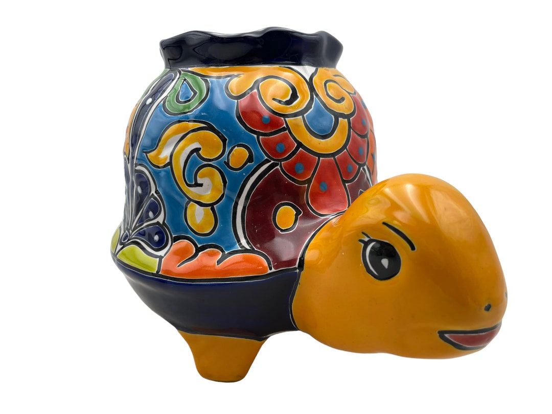 Talavera Pottery Turtle Planter Cute Animal Pot Handmade Hand - Etsy