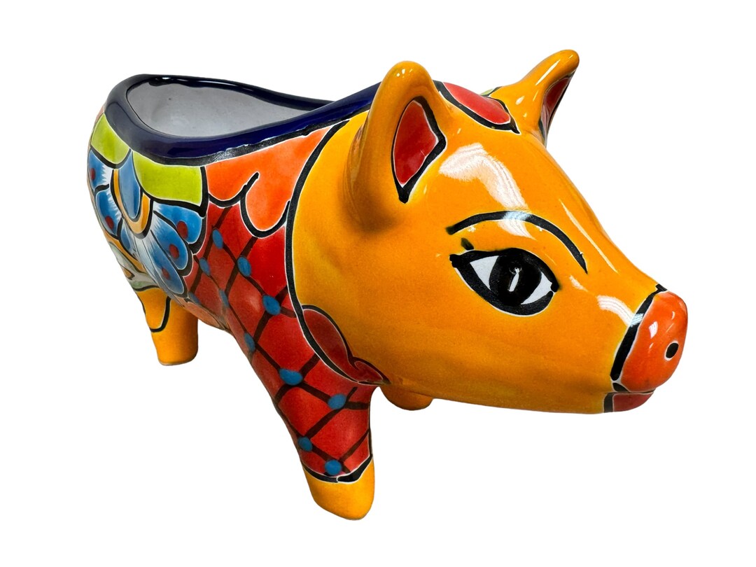 Talavera Piggy Pig Planter Animal Pot Mexican Pottery Handmade Hand ...