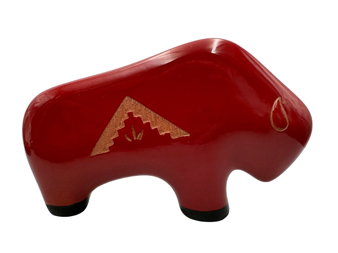 Native American Pottery Buffalo Sculpture Handmade Navajo Indian Artist ...